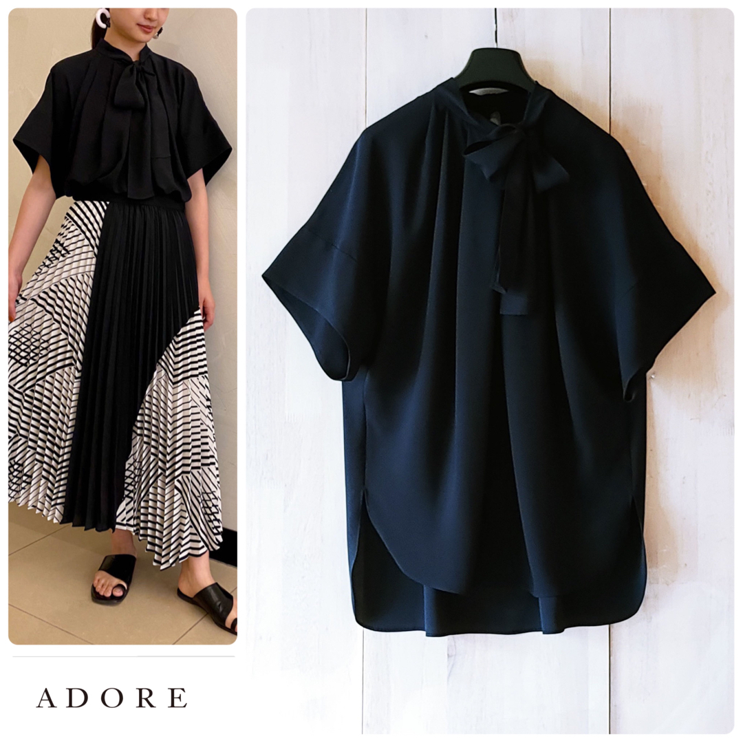 1-2度の着用☆ADORE アドーア☆スラブギャバジン ブラウス|半袖 1-2度の着用☆ADORE アドーア☆スラブギャバジン ブラウス|半袖