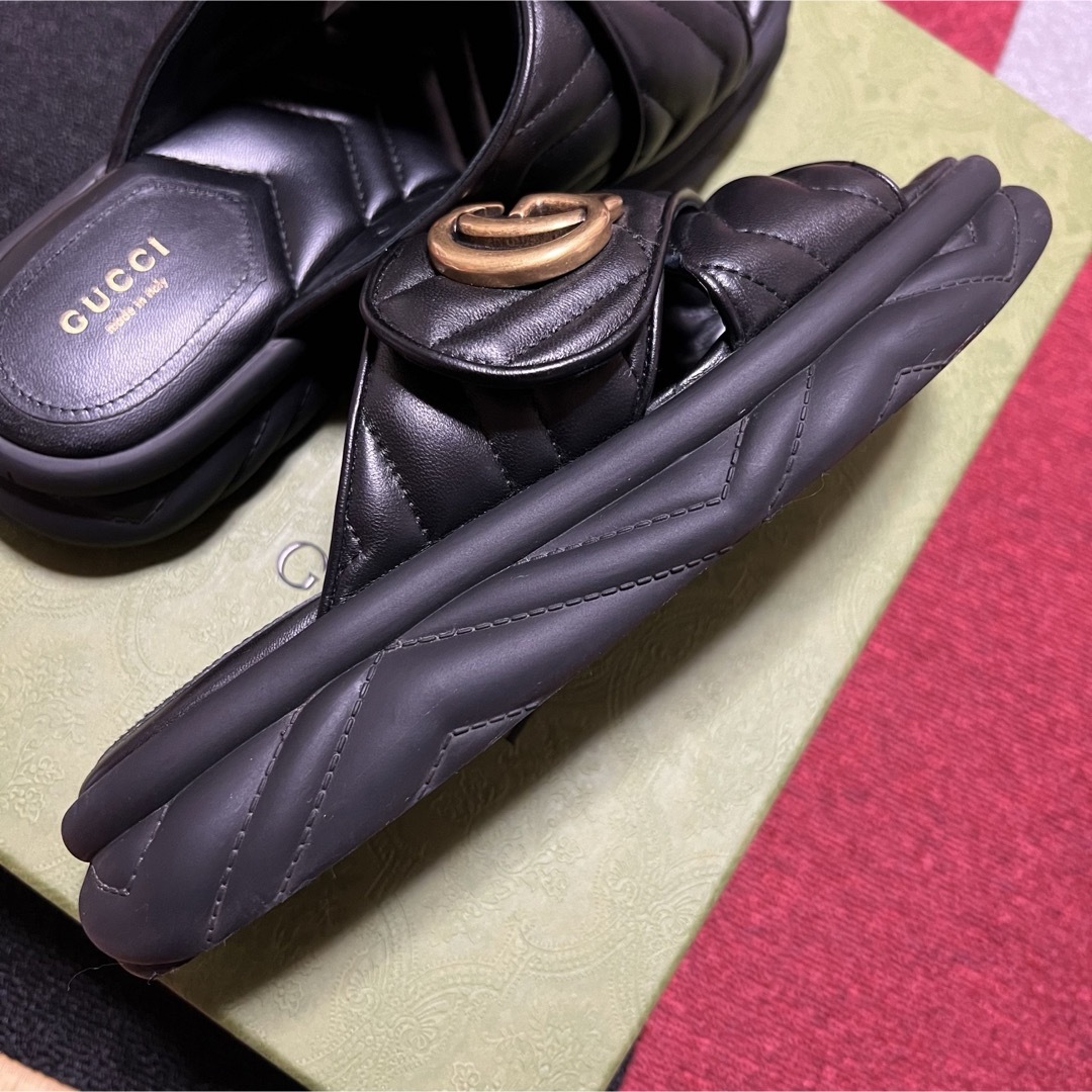 GUCCI - グッチ 美品 サンダル レザー ダブルg キルティングの GUCCI - グッチ 美品 サンダル レザー ダブルg キルティングの