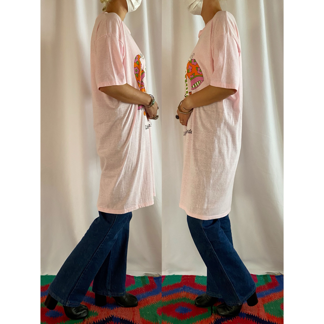 古着 ビンテージ 80s USA ロング Tシャツ アヒルピンク ワンピ 希少 古着 ビンテージ 80s USA ロング Tシャツ アヒルピンク ワンピ 希少
