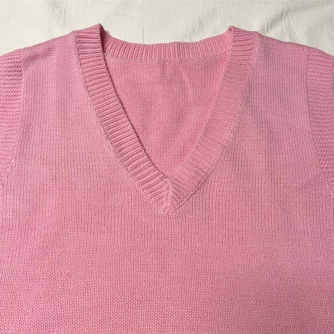 SHEIN - SHEIN ピンクニット ベストニット Vネックニット SHEIN - SHEIN ピンクニット ベストニット Vネックニット