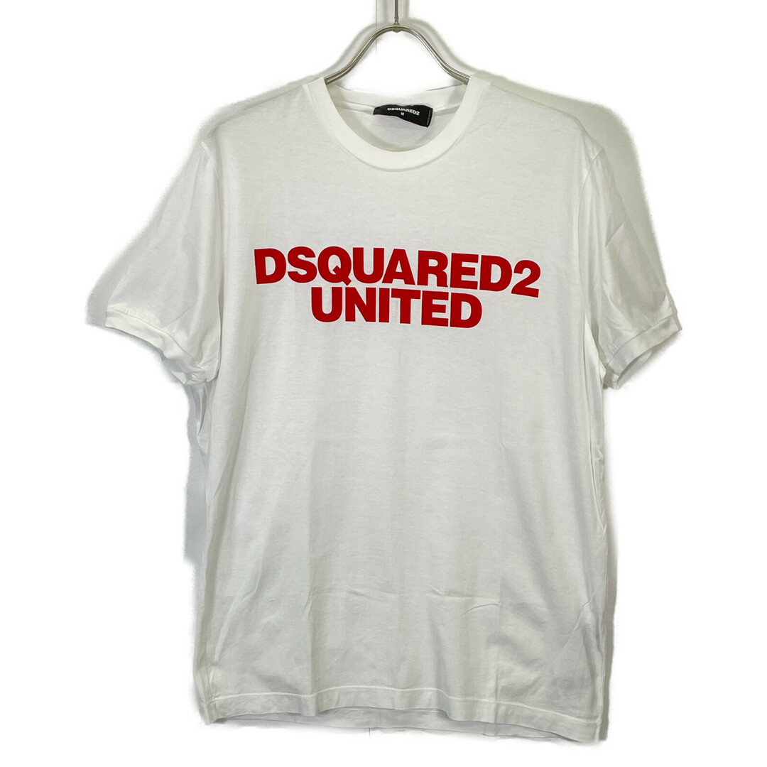 DSQUARED2 - ディースクエアード S74GD0762 ホワイト×レッド Tシャツ Mの DSQUARED2 - ディースクエアード S74GD0762 ホワイト×レッド Tシャツ Mの
