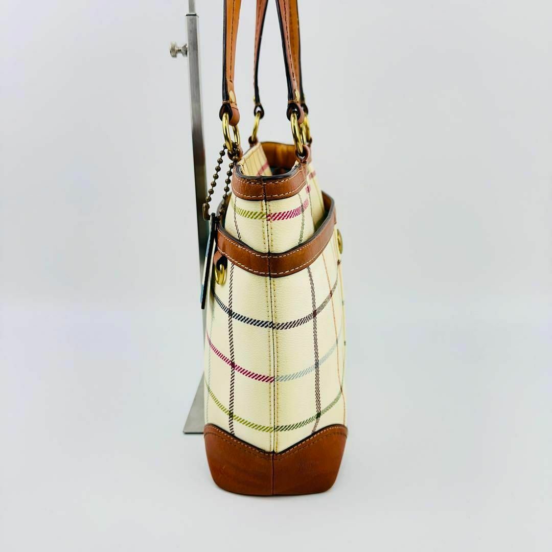COACH - 良品 Coach チェック柄 レザー ハンドバッグ トート COACH - 良品 Coach チェック柄 レザー ハンドバッグ トート