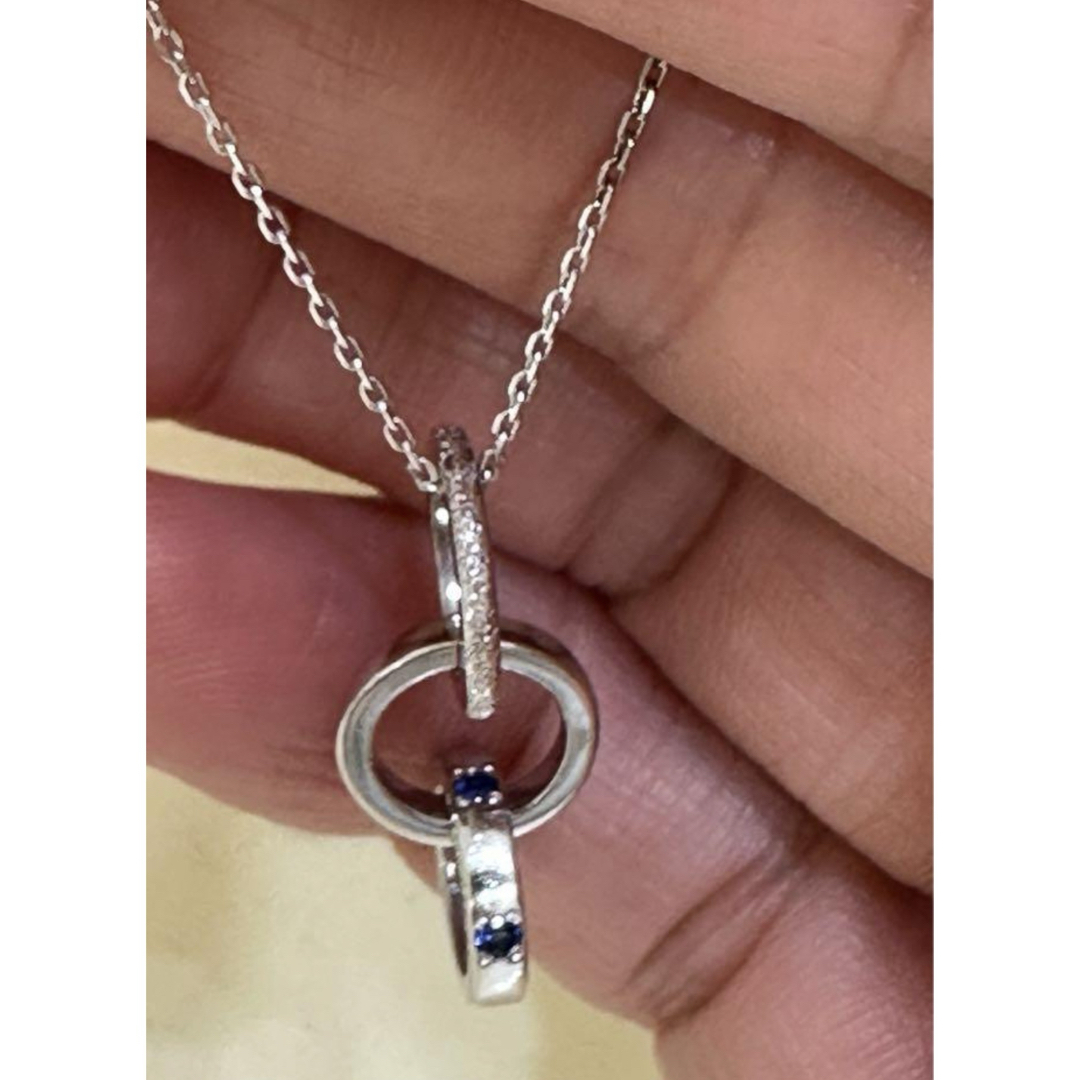 K10 3連リングネックレス Pinky&Dianne サファイア0.05ct K10 3連リングネックレス Pinky&Dianne サファイア0.05ct