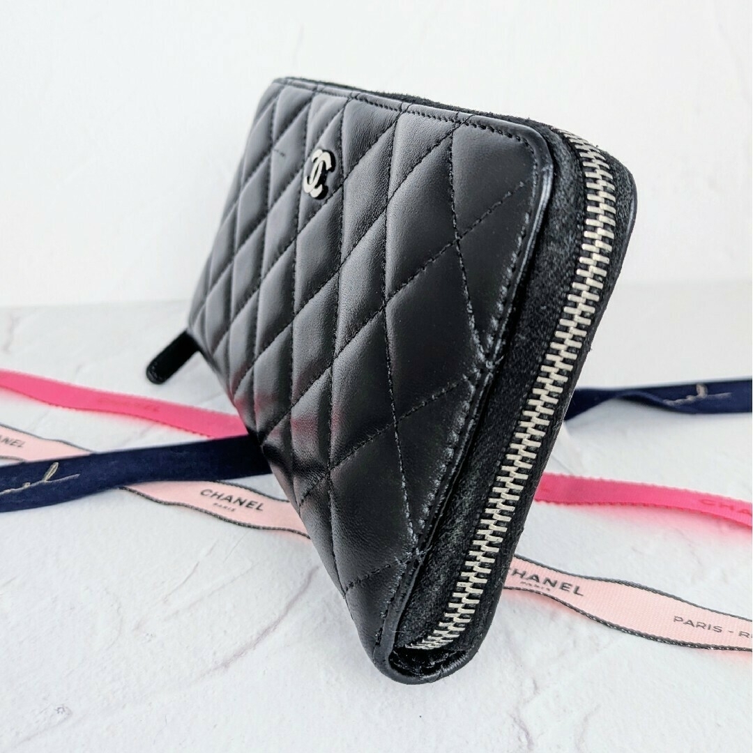 CHANEL シャネル ラウンド長財布 ラムスキン ジッピー 黒 美品 CHANEL シャネル ラウンド長財布 ラムスキン ジッピー 黒 美品