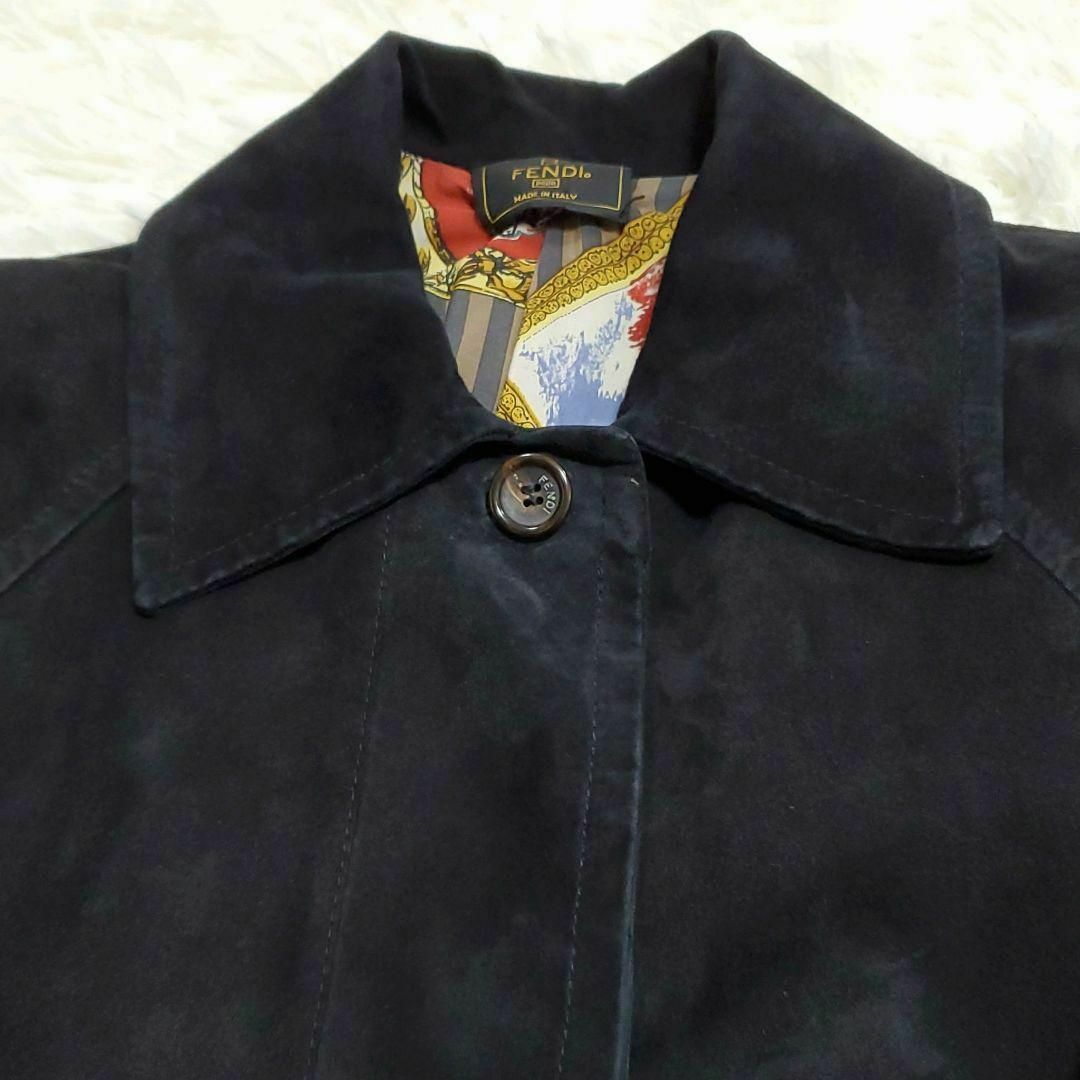 2XL フェンディ 本革 スエード ロング コート 黒 イタリア製 2XL フェンディ 本革 スエード ロング コート 黒 イタリア製