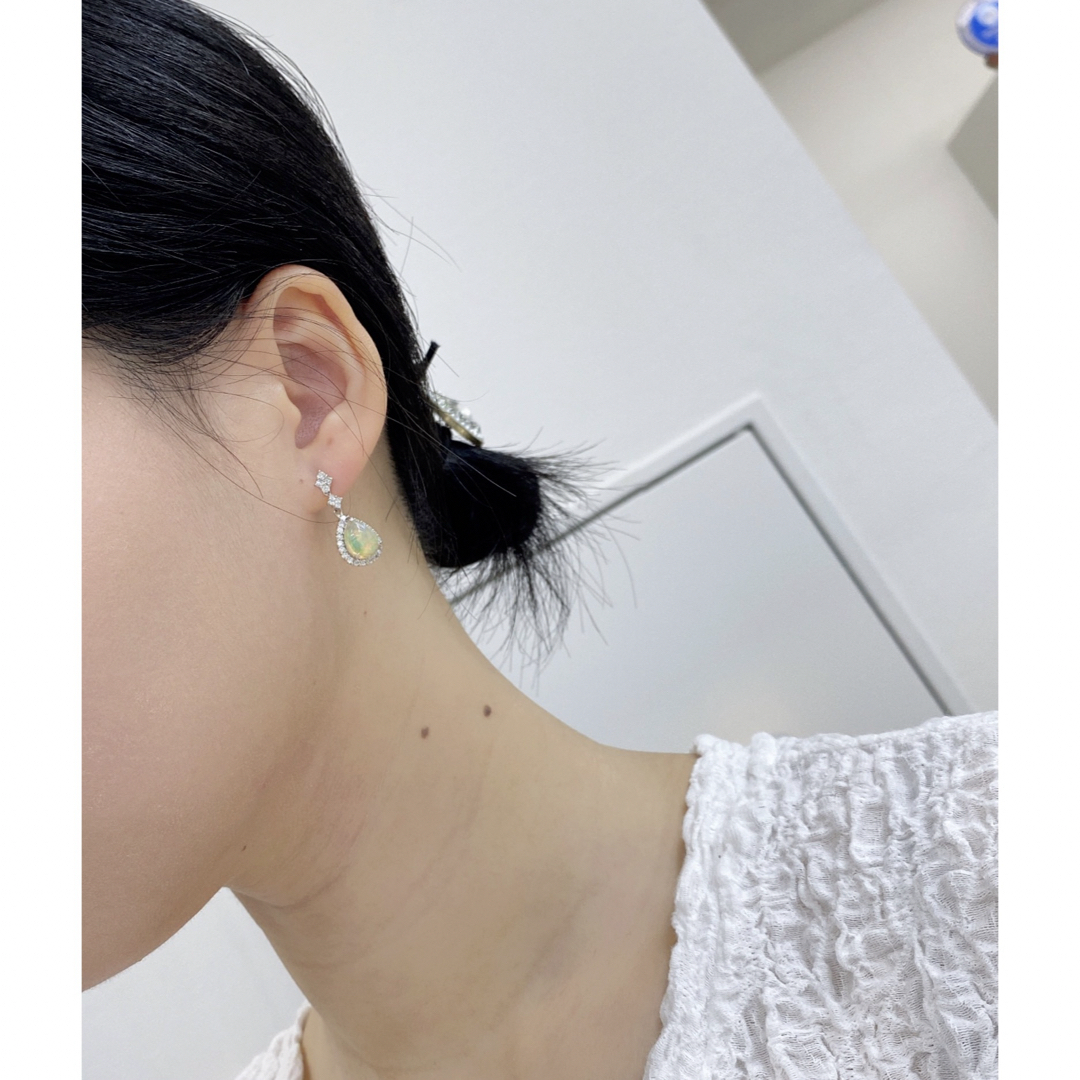 PT オパール2.65ct ダイヤモンド ピアス 新品 PT オパール2.65ct ダイヤモンド ピアス 新品