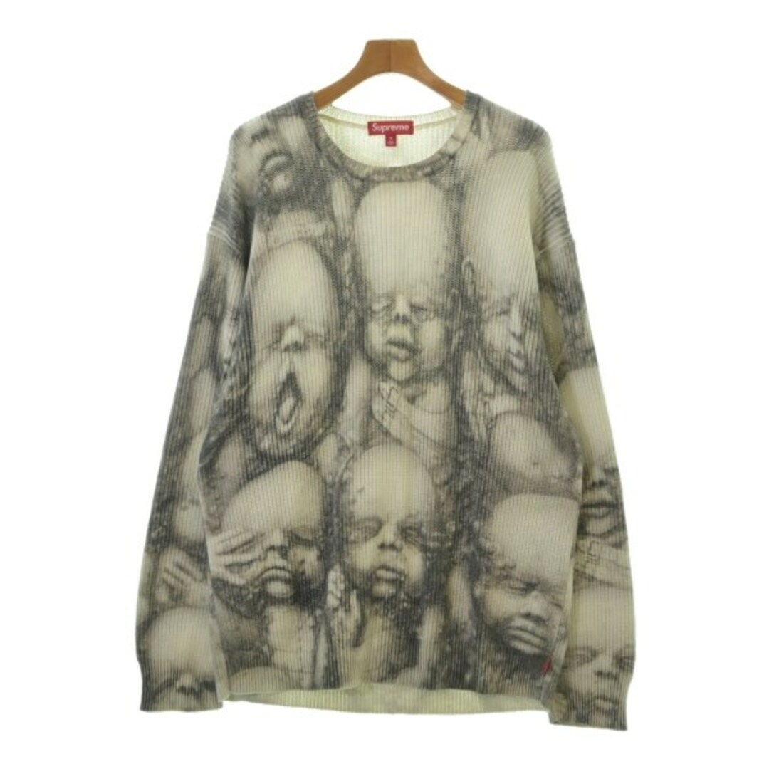 Supreme - Supreme シュプリーム ニット・セーター M グレーx白 Supreme - Supreme シュプリーム ニット・セーター M グレーx白