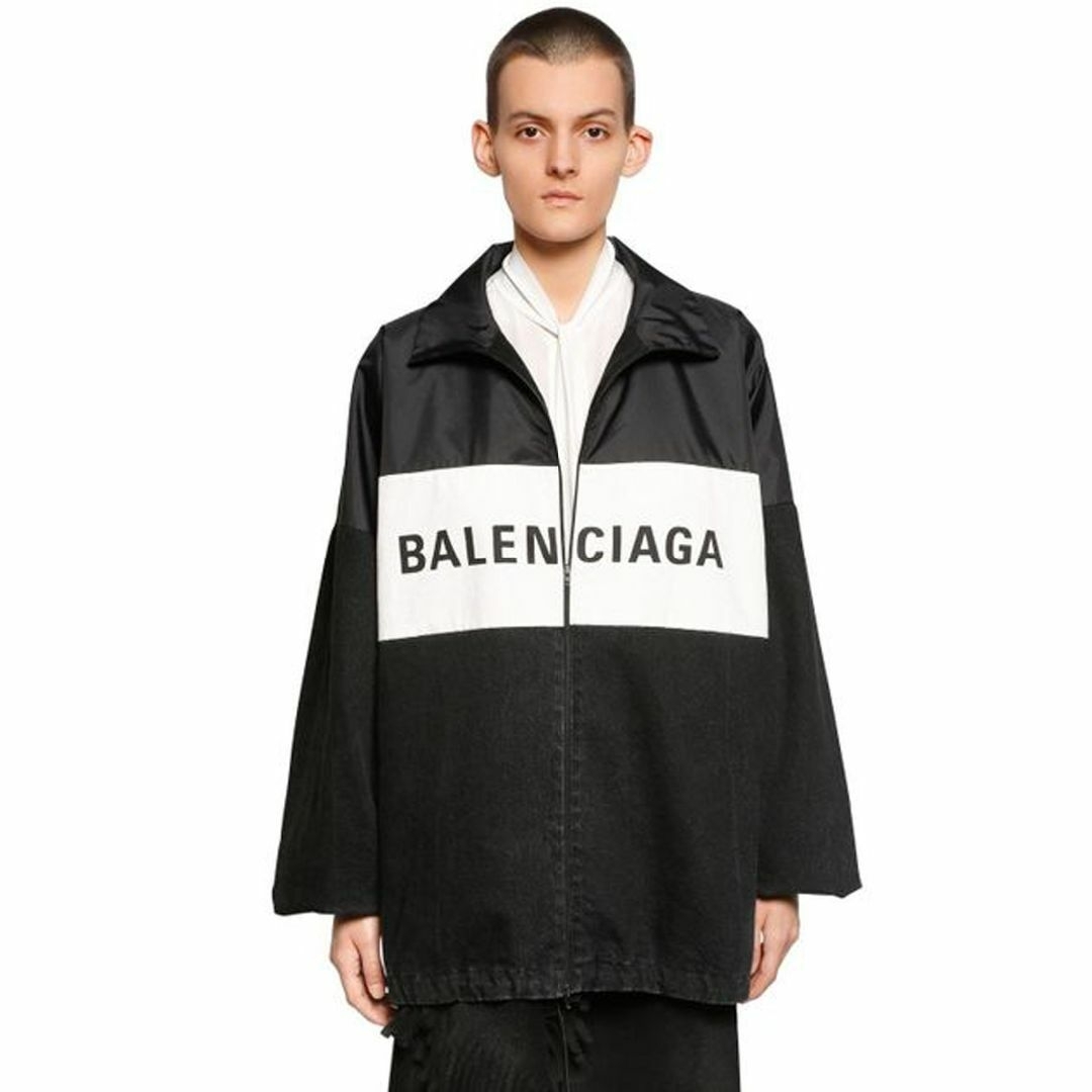 BALENCIAGA - BALENCIAGA ナイロン ロゴ デニムジャケット 34の BALENCIAGA - BALENCIAGA ナイロン ロゴ デニムジャケット 34の