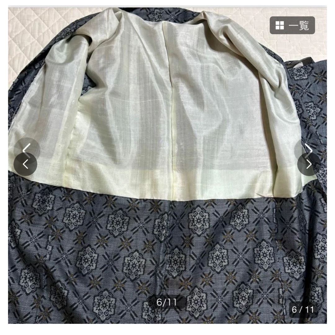 表美品 袷 大島紬 長羽織 割り込み絣 身丈104 裄68.5 表美品 袷 大島紬 長羽織 割り込み絣 身丈104 裄68.5