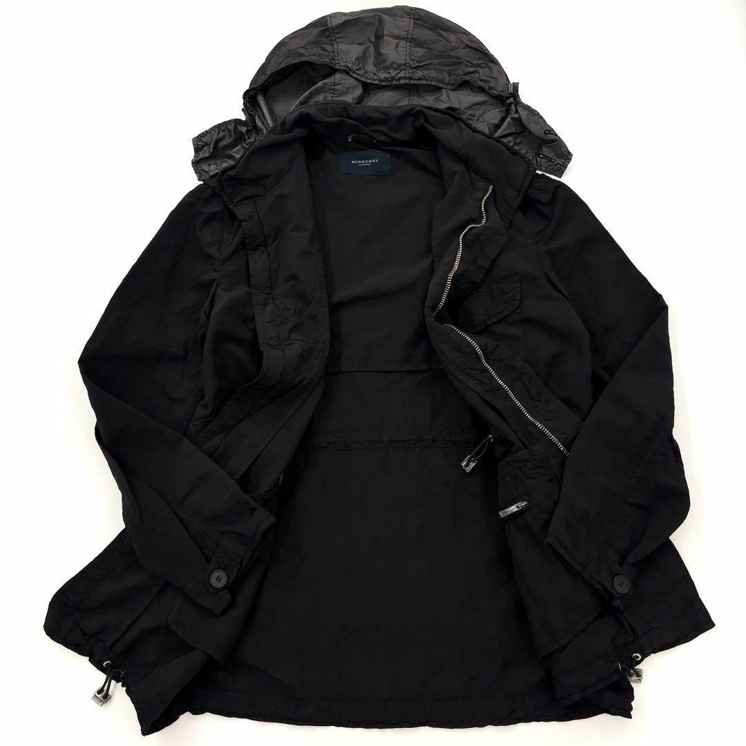 美品】Burberry London バーバリー ナイロン ジャケット 黒 - 牛革 美品】Burberry London バーバリー ナイロン ジャケット 黒 - 牛革