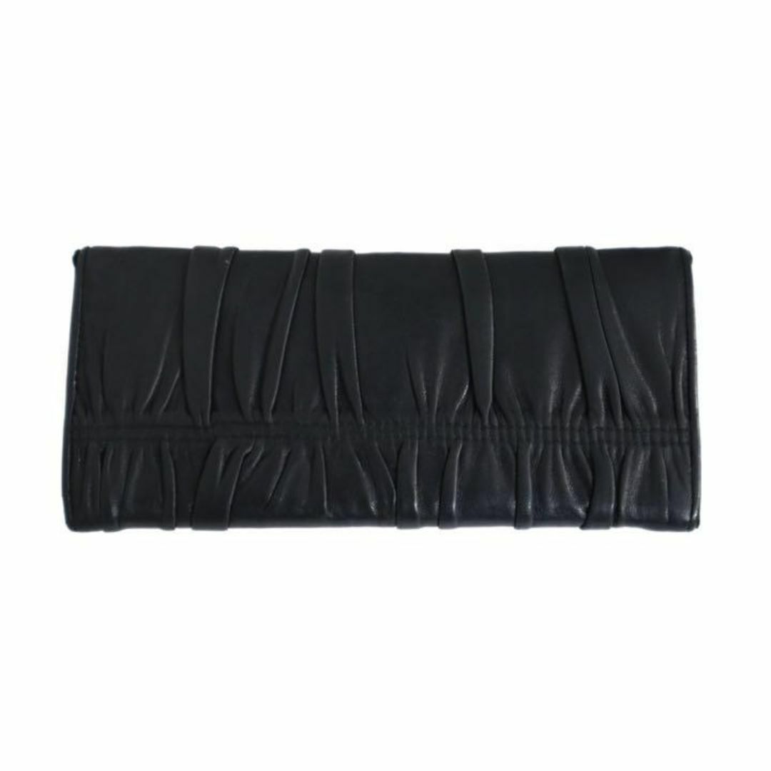 PRADA - PRADA プラダ 長財布 ギャザー レザー 定価88000円 黒の PRADA - PRADA プラダ 長財布 ギャザー レザー 定価88000円 黒の