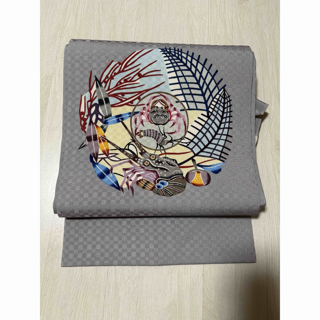 無形文化財 琉球本紅型 玉那覇有公 新古品 名古屋帯 帯 無形文化財 琉球本紅型 玉那覇有公 新古品 名古屋帯 帯