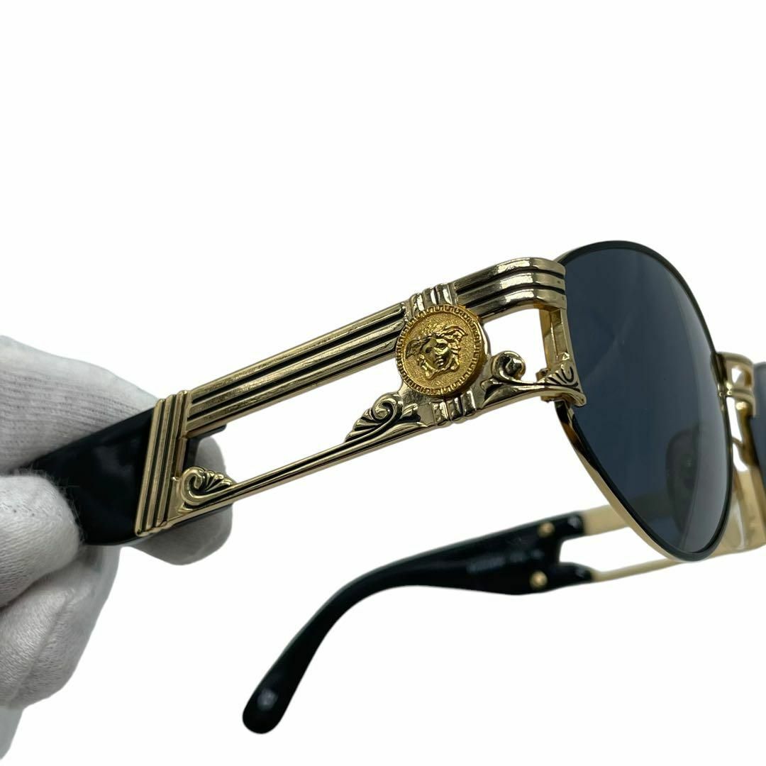 美品】VERSACE サングラス メデューサ ゴールド金具 レザー 美品】VERSACE サングラス メデューサ ゴールド金具 レザー