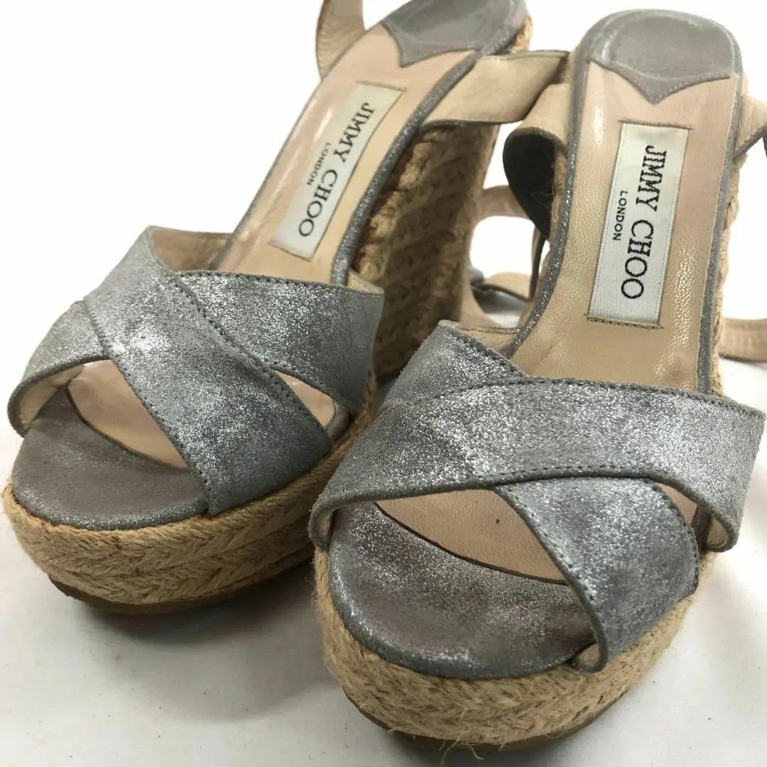 JIMMY CHOO - ジミーチュウ|37|24㎝|シルバー|アンクル JIMMY CHOO - ジミーチュウ|37|24㎝|シルバー|アンクル