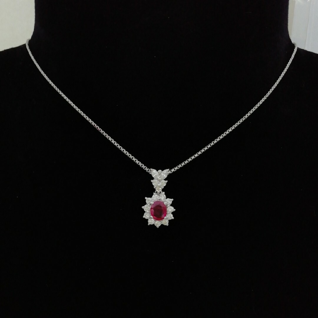Pt☆プラチナ✨ルビー0.58ct✨ダイヤ0.40ct✨石色綺麗ネックレス Pt☆プラチナ✨ルビー0.58ct✨ダイヤ0.40ct✨石色綺麗ネックレス