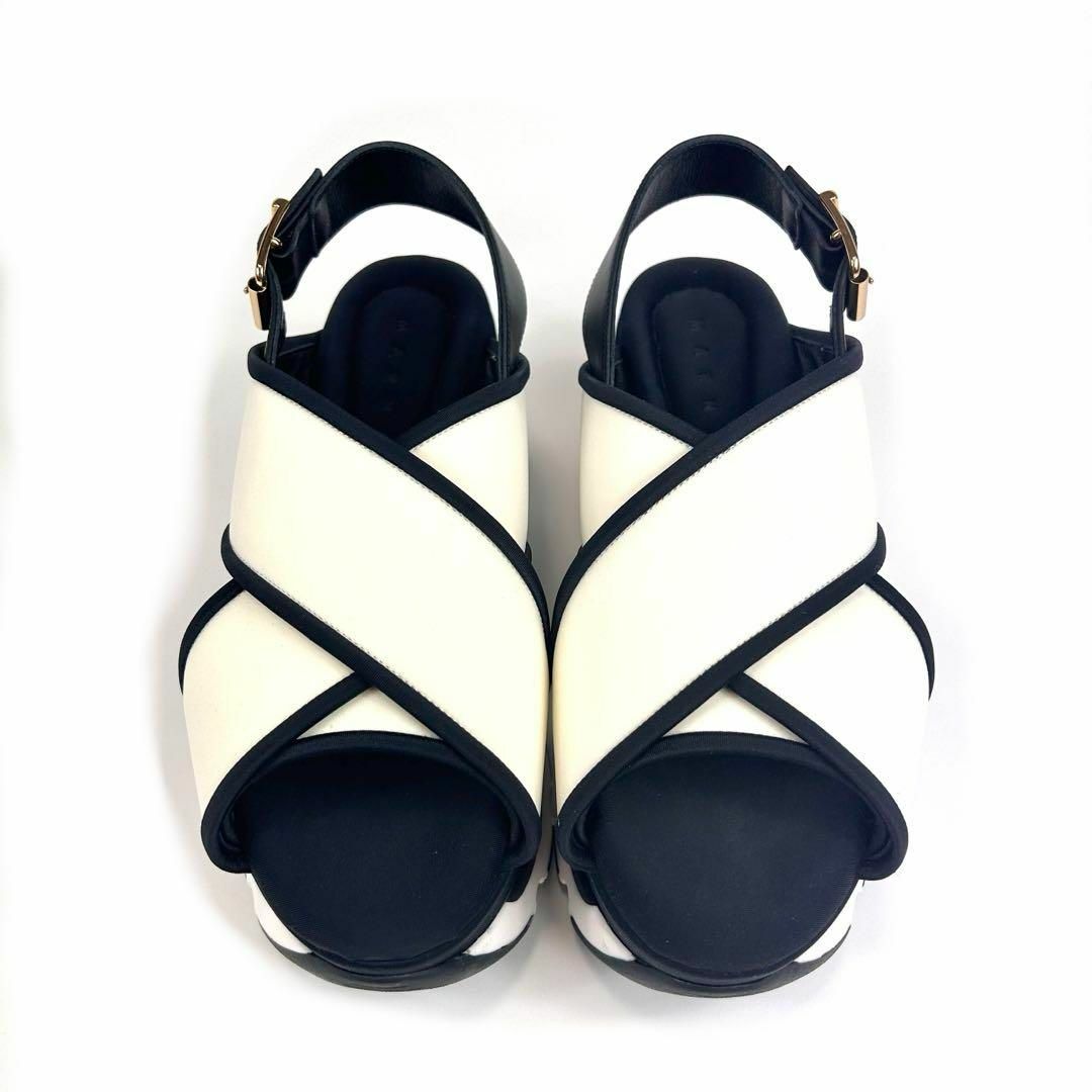 MARNI - 【未使用級】MARNI サンダル 白 厚底 38 クロスウェッジ MARNI - 【未使用級】MARNI サンダル 白 厚底 38 クロスウェッジ