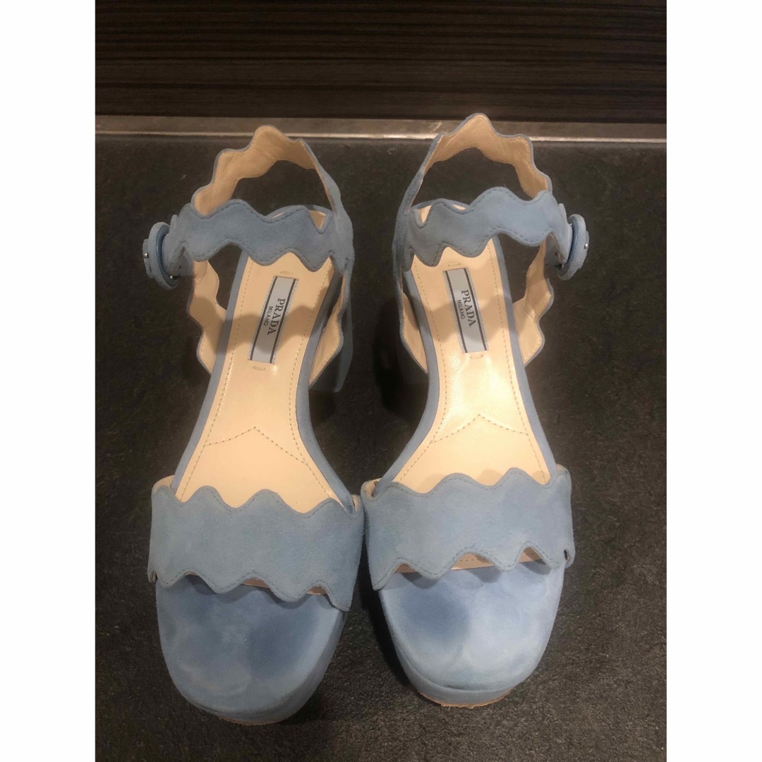 PRADA - PRADA プラダ スカラップスエードサンダル 23cmの通販 PRADA - PRADA プラダ スカラップスエードサンダル 23cmの通販