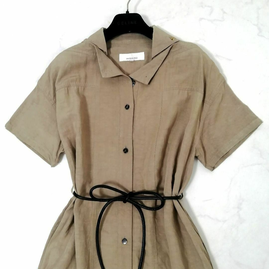 アキラナカ 近年モデル ロング シャツワンピース ベルト りぼん アキラナカ 近年モデル ロング シャツワンピース ベルト りぼん