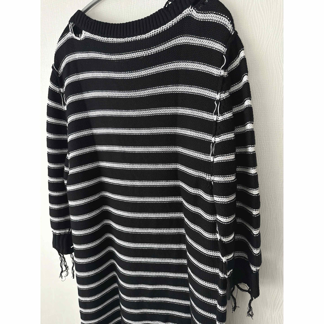 新品】MM6 MaisonMargiela ボーダー 長袖ニット ワンピース ひざ 新品】MM6 MaisonMargiela ボーダー 長袖ニット ワンピース ひざ
