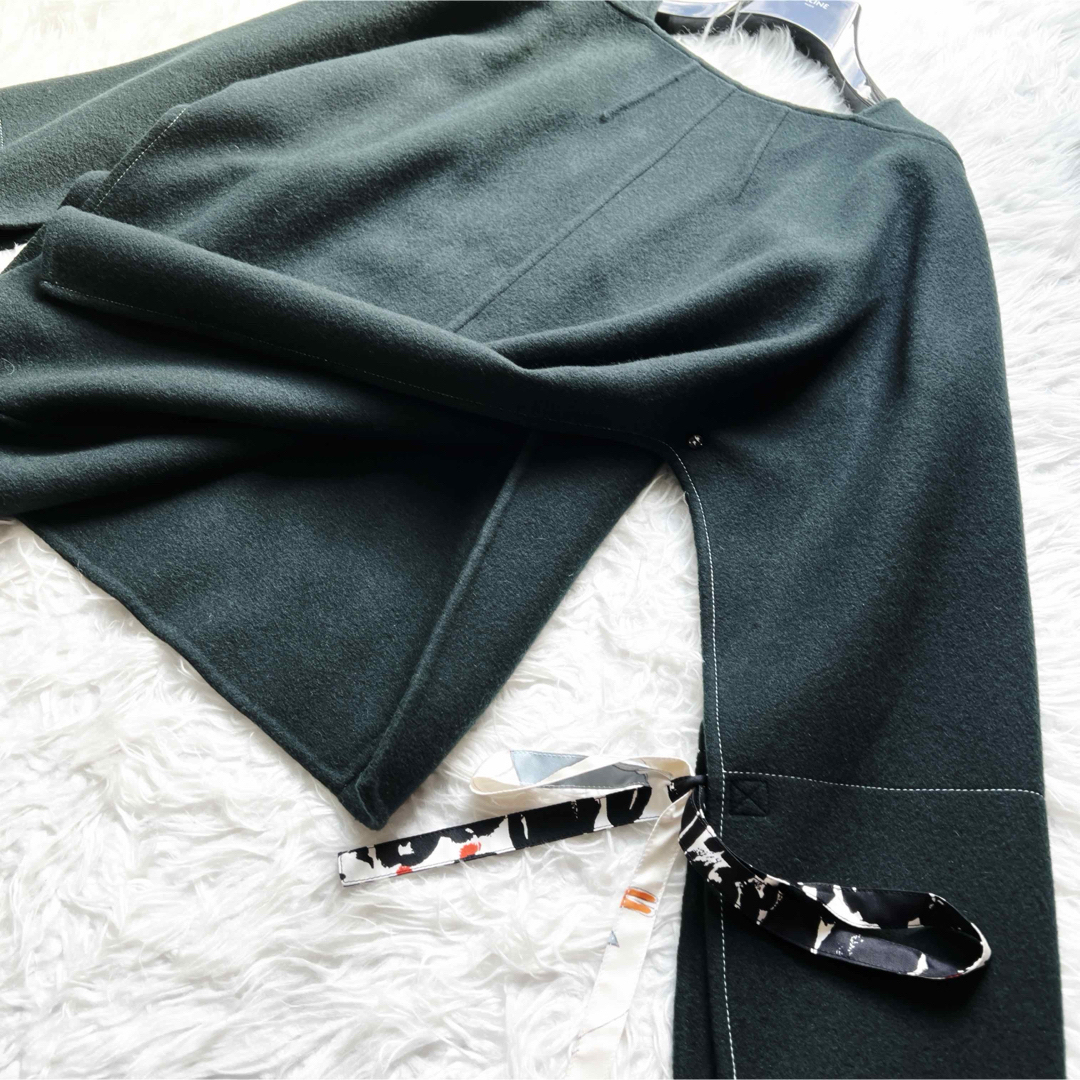 CELINE - 美品 CELINE セリーヌ カシミヤ グリーン ポンチョ CELINE - 美品 CELINE セリーヌ カシミヤ グリーン ポンチョ
