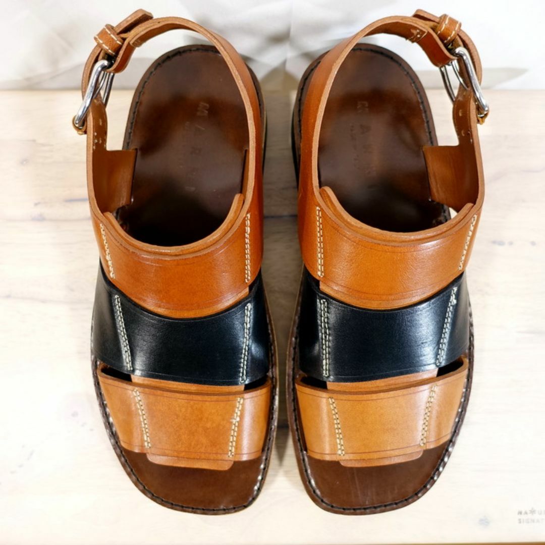 MARNI - 【美品】マルニ 黒茶 ツートンレザーサンダル MARNIの MARNI - 【美品】マルニ 黒茶 ツートンレザーサンダル MARNIの