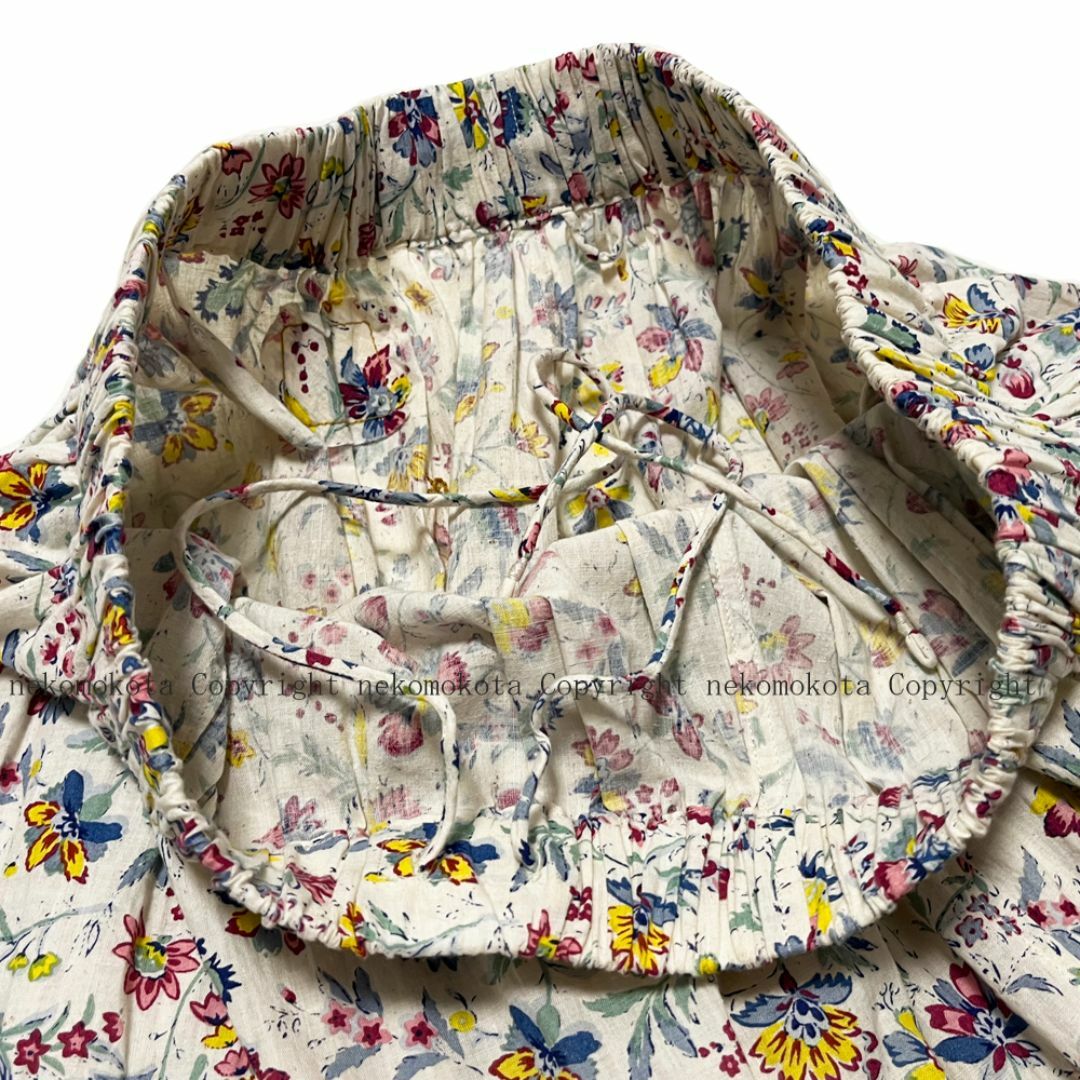 45R - 美品 45R インドカディ春花プリントのイージースカート 花 45R - 美品 45R インドカディ春花プリントのイージースカート 花