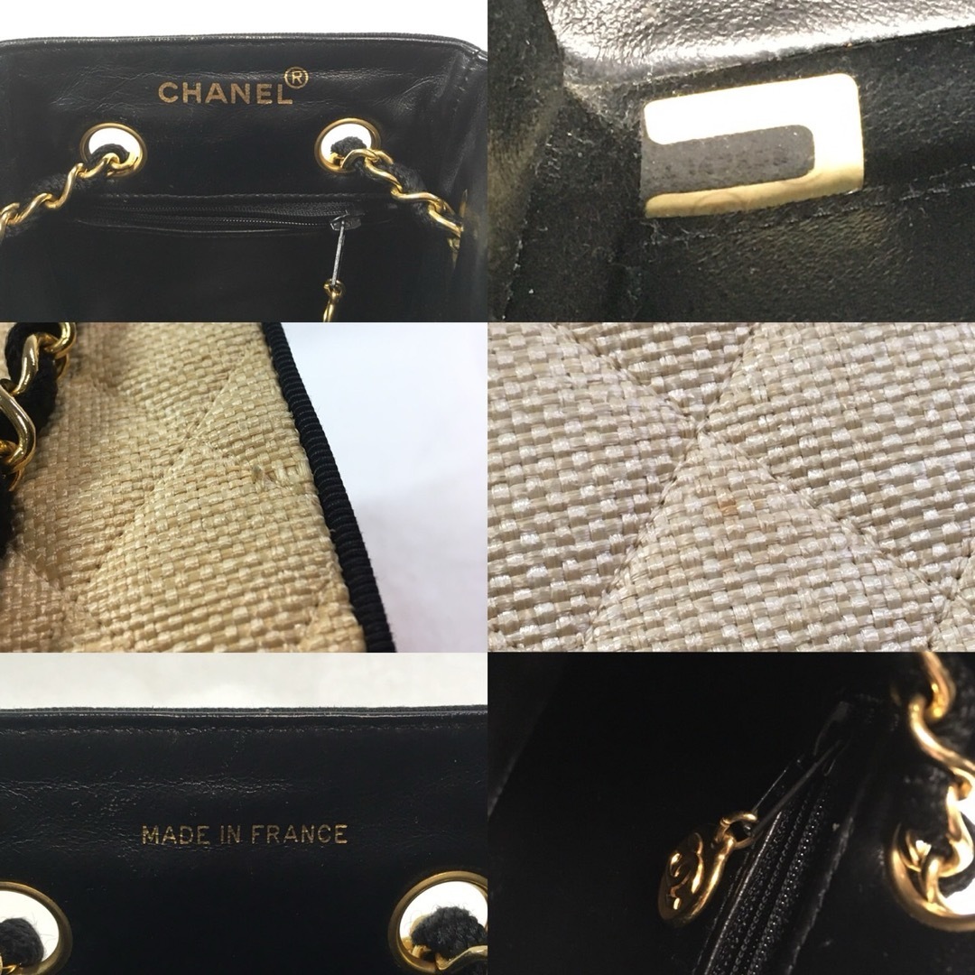 CHANEL - シャネル ストロー バイカラー ミニ ハンドバッグ CHANEL - シャネル ストロー バイカラー ミニ ハンドバッグ