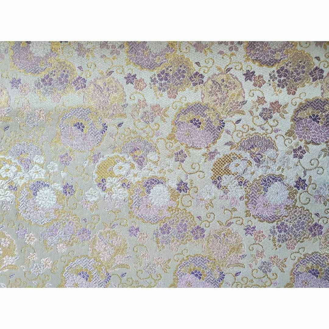 西陣 - sale! 西陣織高級金襴生地 重ね華雪輪 淡紫/アイボリー 西陣 - sale! 西陣織高級金襴生地 重ね華雪輪 淡紫/アイボリー