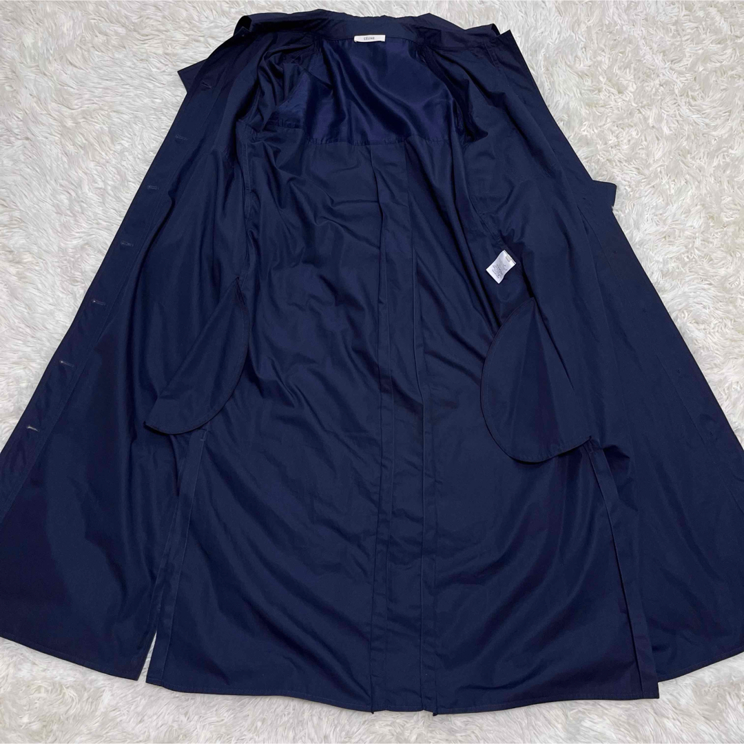 CELINE - 極美品 CELINE トレンチコート ベルト付き ネイビー 42 CELINE - 極美品 CELINE トレンチコート ベルト付き ネイビー 42