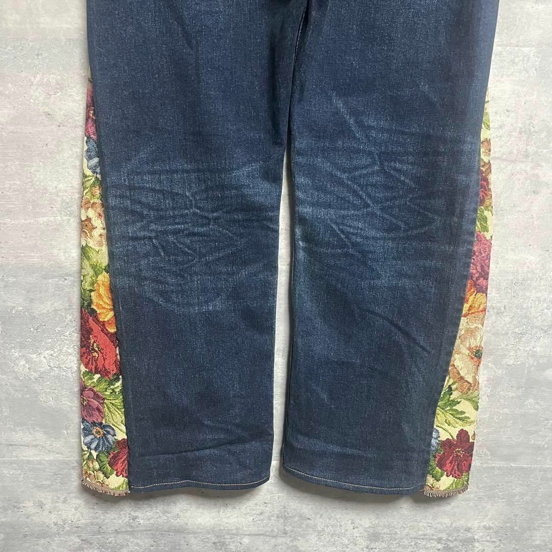 SP No.1556 リメイクデニム 再構築 フレア ブーツカット 絨毯 花柄 SP No.1556 リメイクデニム 再構築 フレア ブーツカット 絨毯 花柄