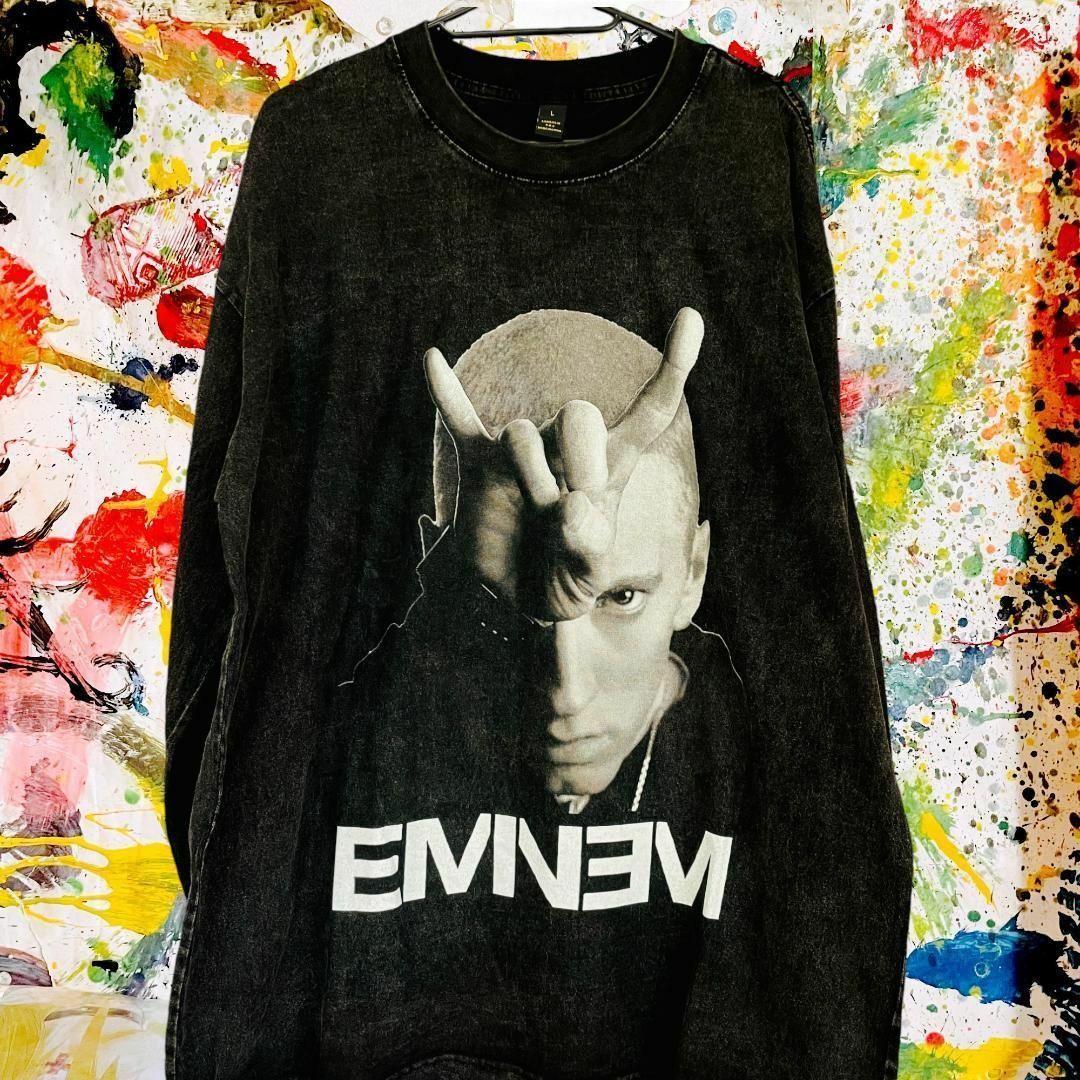 エミネム メンズ ロンT 長袖 ラッパー 黒L XL EMINEM 8mileの エミネム メンズ ロンT 長袖 ラッパー 黒L XL EMINEM 8mileの