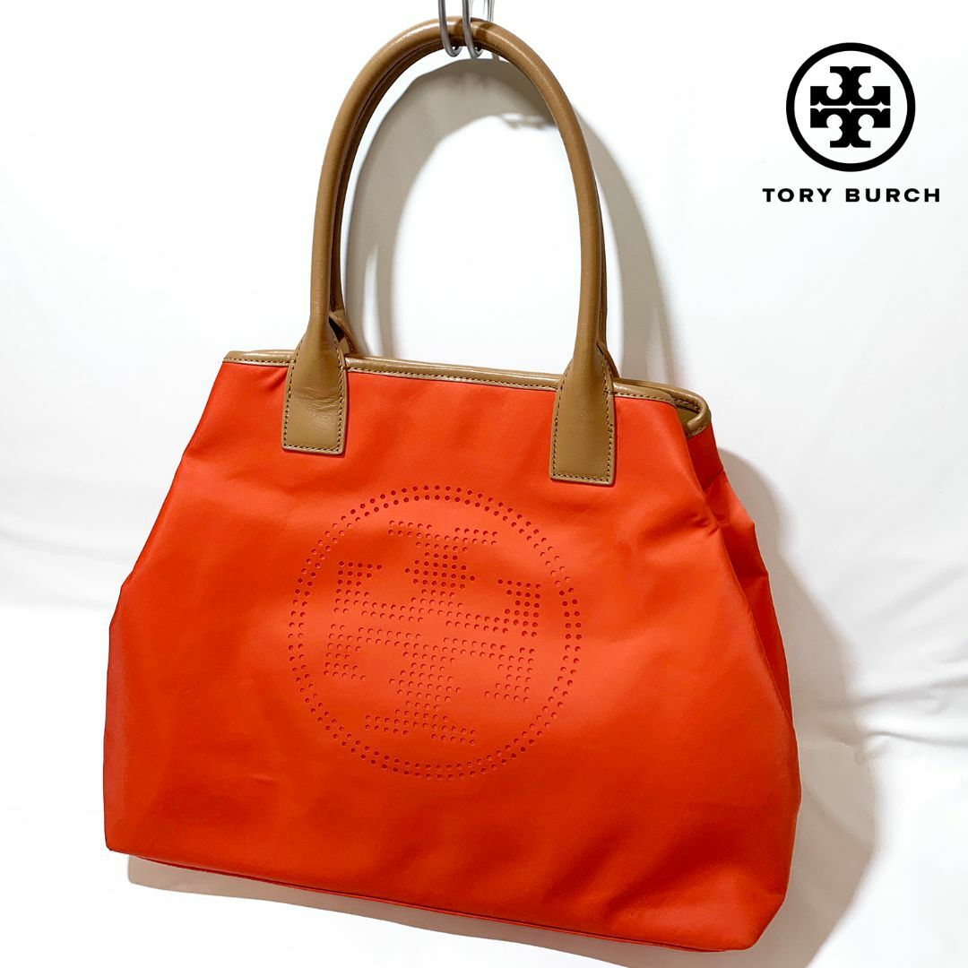 美品】TORY BURCH トリー・バーチ トートバッグ 特大 朱色 緋色 美品】TORY BURCH トリー・バーチ トートバッグ 特大 朱色 緋色