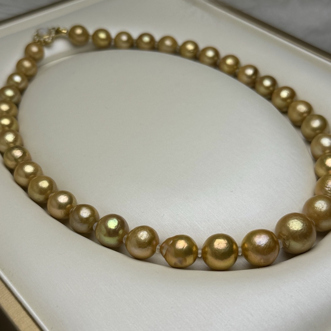 南洋真珠 茶金 天然パールネックレス 13mm 42cm 南洋真珠 茶金 天然パールネックレス 13mm 42cm