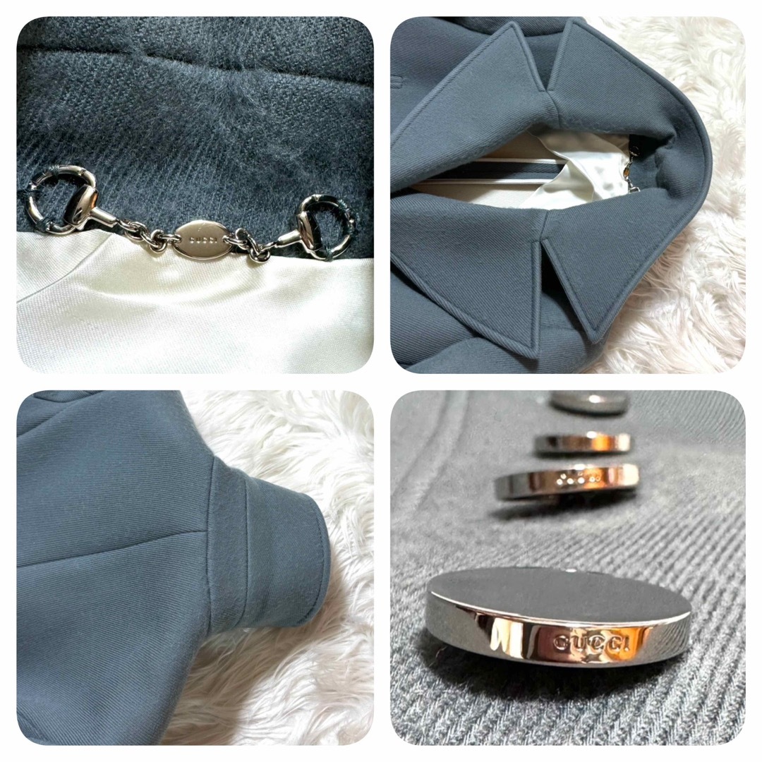 GUCCI - 本物 ランウェイ グッチ 銀ボタン ダブル ジャケット GUCCI - 本物 ランウェイ グッチ 銀ボタン ダブル ジャケット