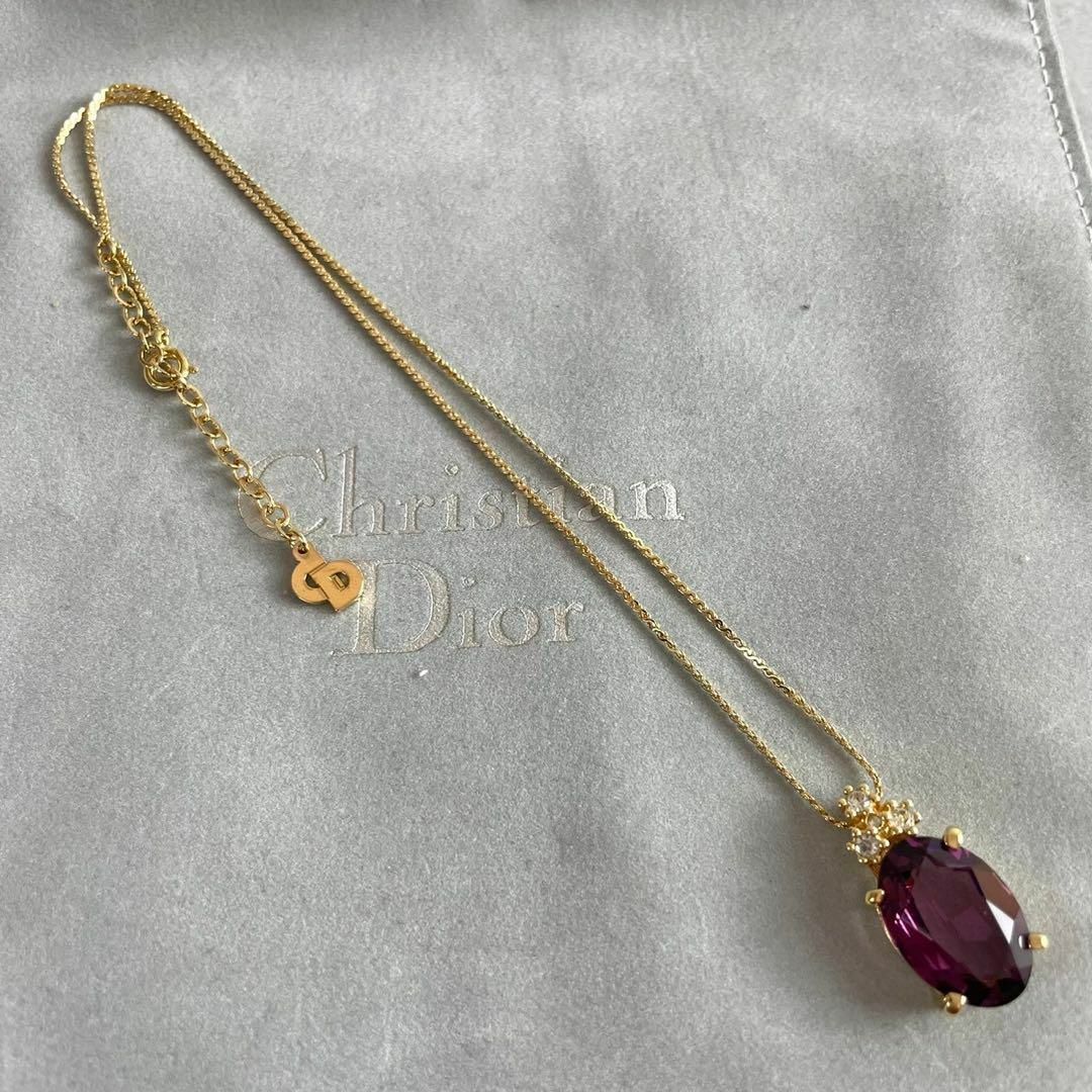 極美品Christian Dior パープルストーン ネックレス ラインストーン 極美品Christian Dior パープルストーン ネックレス ラインストーン