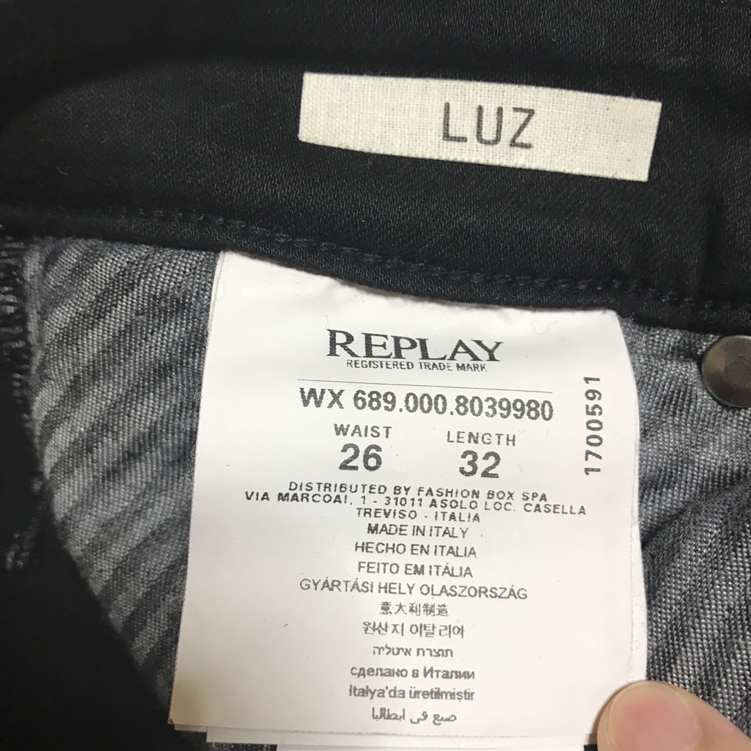 REPLAY スキニー 手染め イタリア製 LUZ コットン 牛革 デニム REPLAY スキニー 手染め イタリア製 LUZ コットン 牛革 デニム