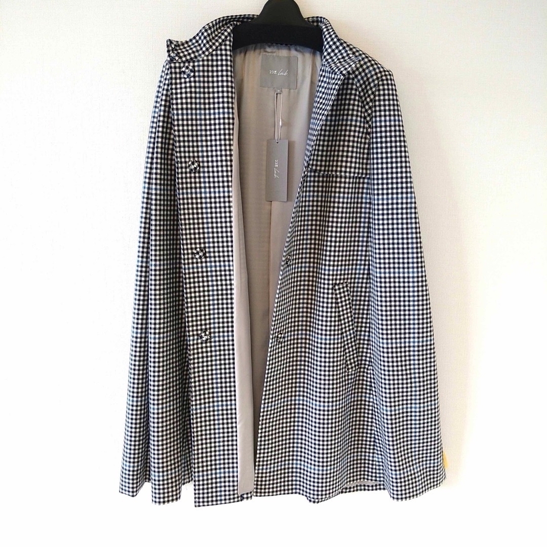 新品タグ付】23区 lab. タータンチェック ケープ ロング コート 新品タグ付】23区 lab. タータンチェック ケープ ロング コート