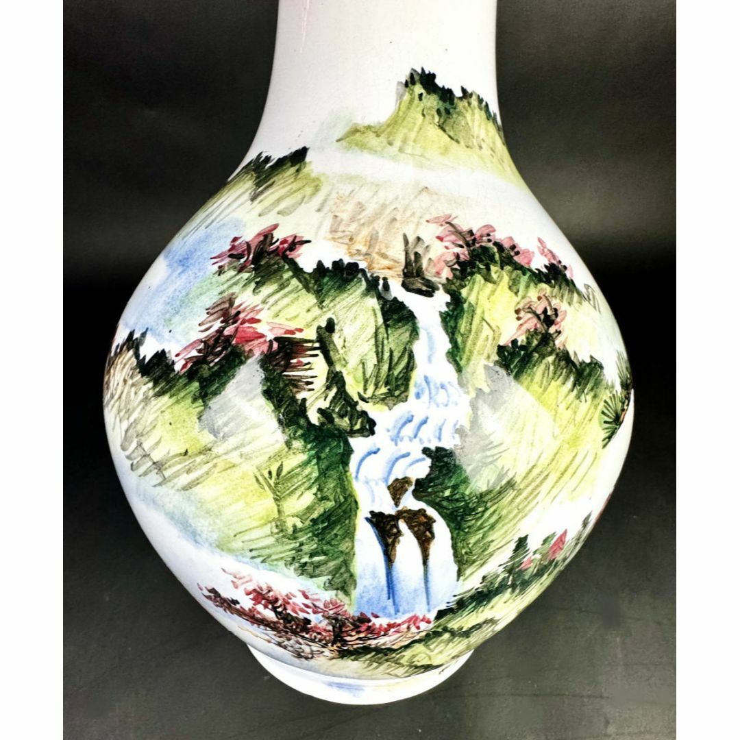 時代物 台湾 中華陶瓷 山水色絵大花瓶 高さ49cm ウブ品 WWTT099 時代物 台湾 中華陶瓷 山水色絵大花瓶 高さ49cm ウブ品 WWTT099
