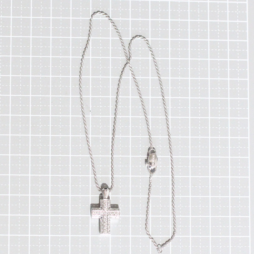 Damiani - ダミアーニ クロス ダイヤ ネックレス 750 K18WG 箱 Damiani - ダミアーニ クロス ダイヤ ネックレス 750 K18WG 箱