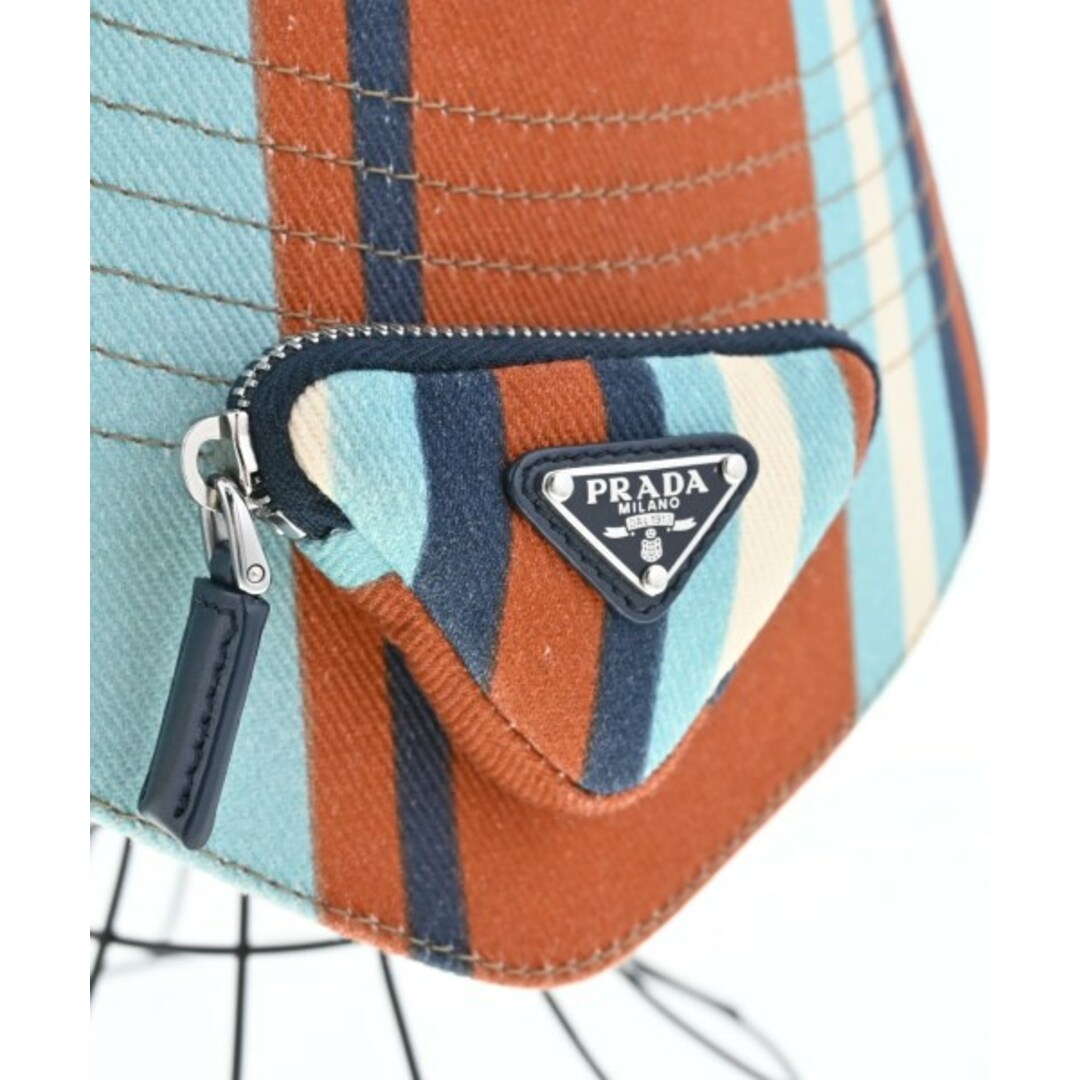 PRADA - PRADA プラダ ハット XL 茶x水色x白等(総柄) 【古着 PRADA - PRADA プラダ ハット XL 茶x水色x白等(総柄) 【古着