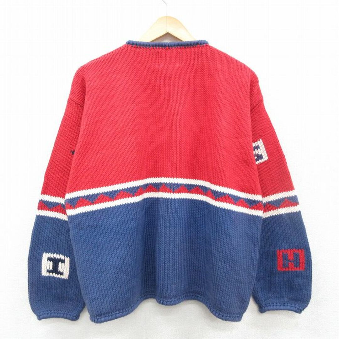 XL☆古着 長袖 ニット カーディガン メンズ コットン 赤他 XL☆古着 長袖 ニット カーディガン メンズ コットン 赤他