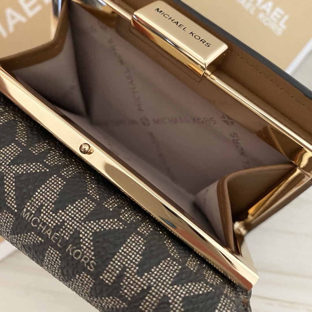 MICHAEL KORS - MICHAEL KORS財布 折り財布 がま口 ブラウン 三 MICHAEL KORS - MICHAEL KORS財布 折り財布 がま口 ブラウン 三