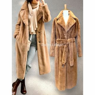 HERNO - 新品同ヘルノ ロングコート エコファー キャメル sz44の HERNO - 新品同ヘルノ ロングコート エコファー キャメル sz44の