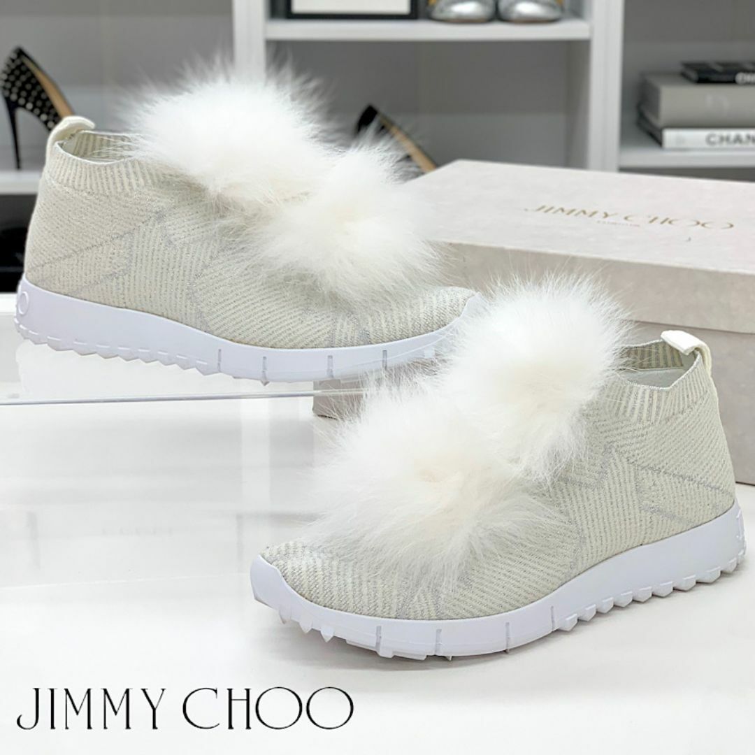 JIMMY CHOO - 3781 ジミーチュウ ニット ファー ラメ スニーカー JIMMY CHOO - 3781 ジミーチュウ ニット ファー ラメ スニーカー