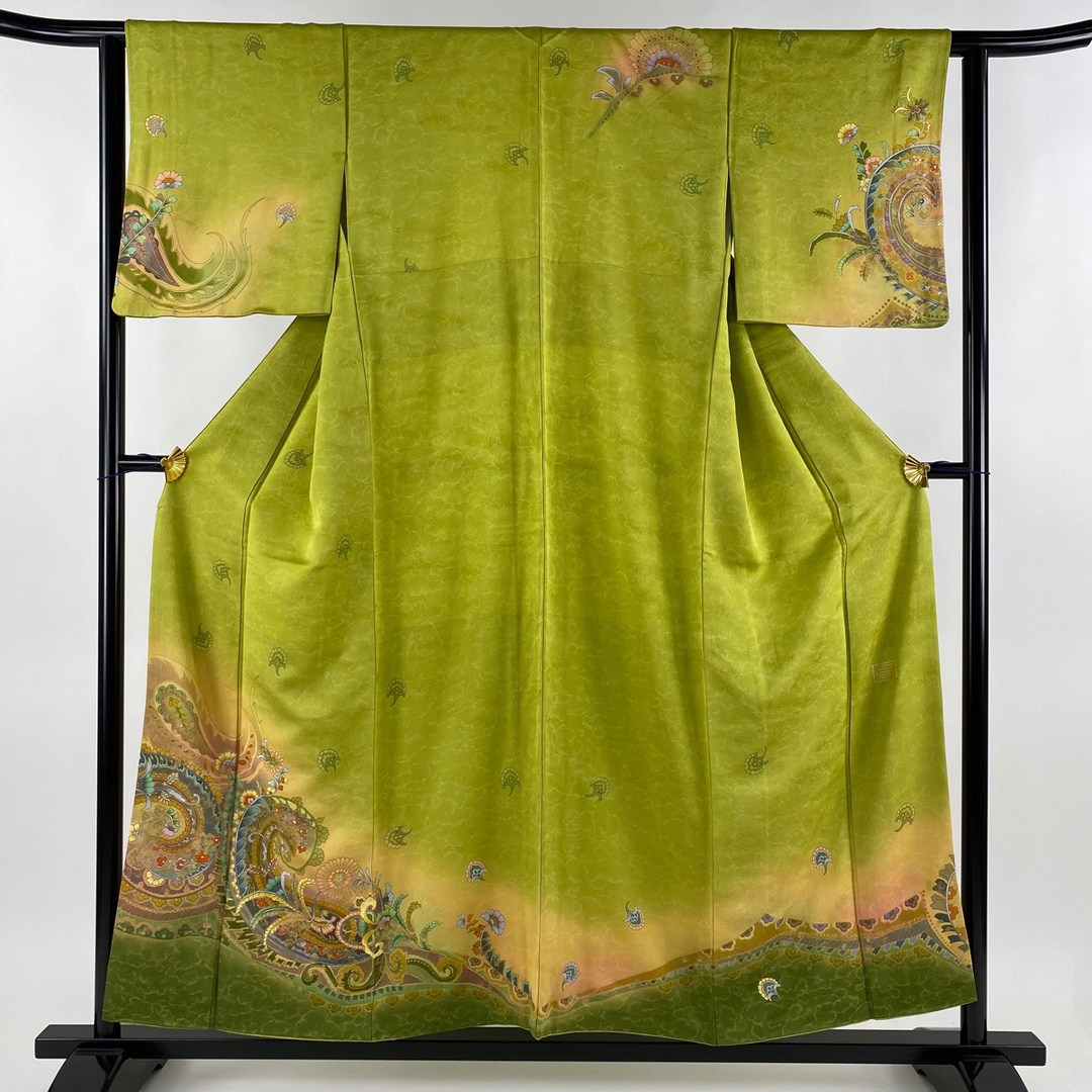 訪問着 身丈155cm 裄丈62cm S 袷 花唐草 青海波 総絞り 薄ピンク 訪問着 身丈155cm 裄丈62cm S 袷 花唐草 青海波 総絞り 薄ピンク