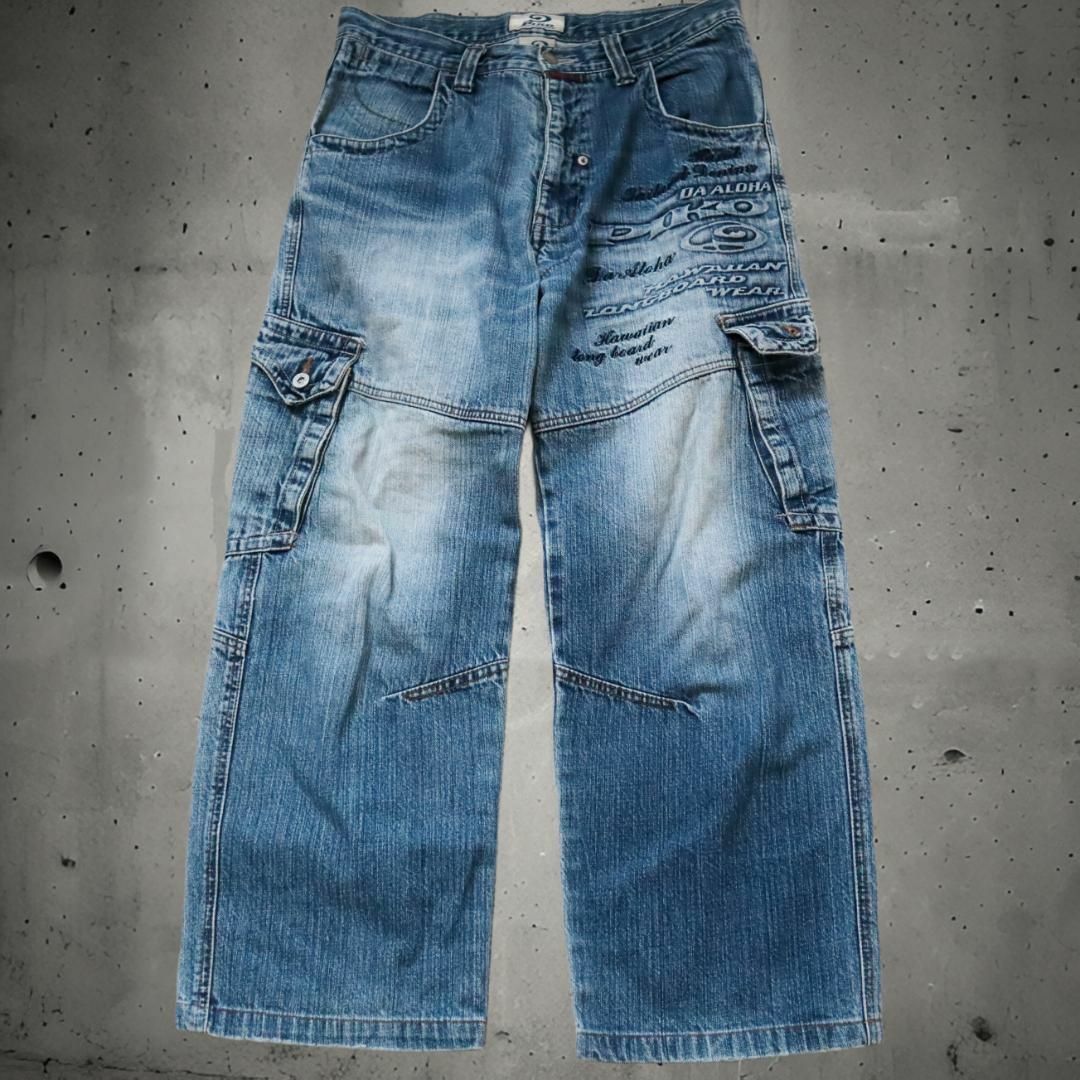 PIKO/ピコ デニムカーゴパンツ エンボス加工 ワイドジーンズ y2k 90s PIKO/ピコ デニムカーゴパンツ エンボス加工 ワイドジーンズ y2k 90s