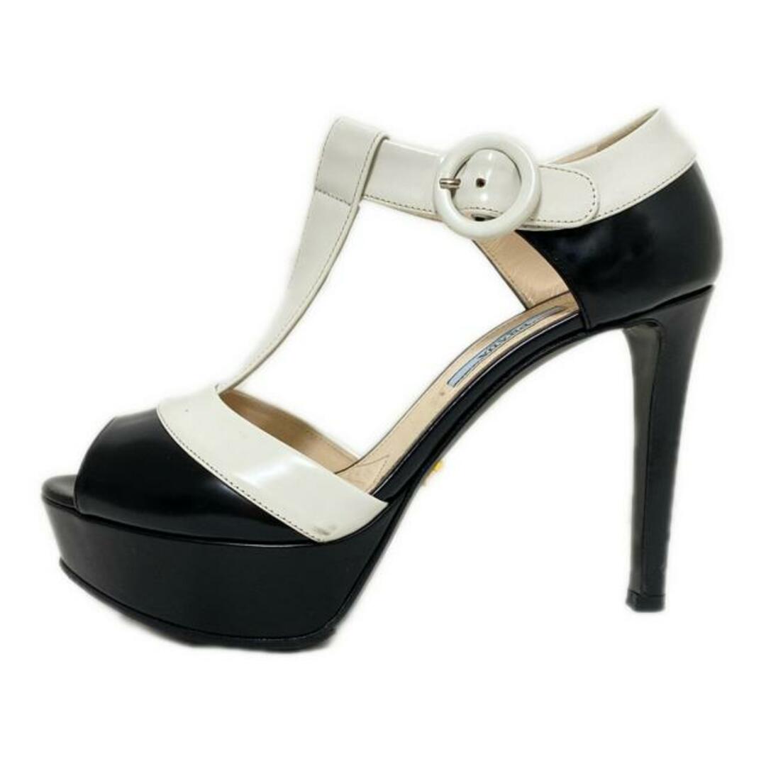 PRADA(プラダ) パンプス 36 1/2 レディース - 黒×白 オープン PRADA(プラダ) パンプス 36 1/2 レディース - 黒×白 オープン