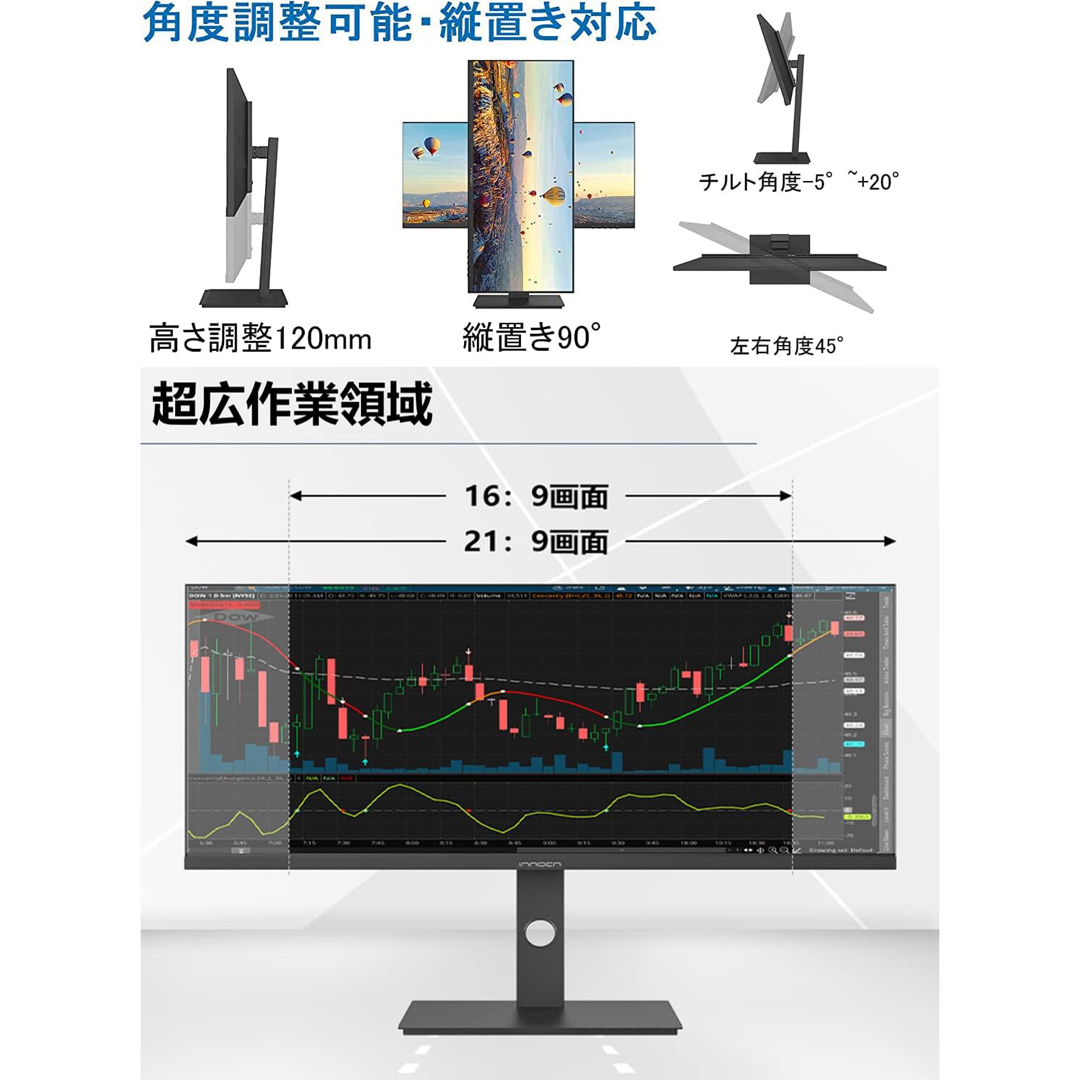 2K.75Hz.縦置き対応Type-C対応29インチモニターウルトラワイドの 2K.75Hz.縦置き対応Type-C対応29インチモニターウルトラワイドの
