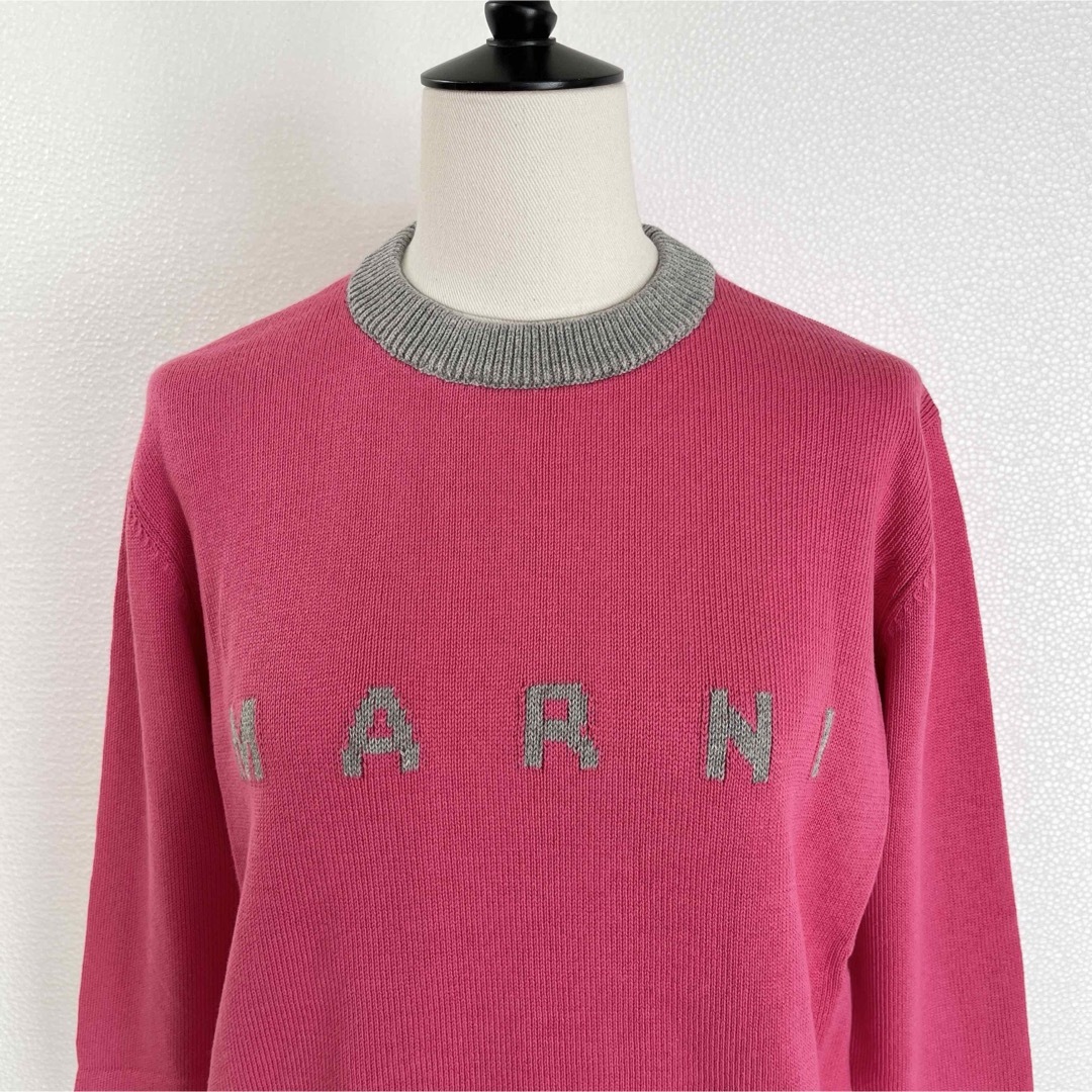 MARNI マルニ ロゴ入りニット セーター XSサイズ ピンク トップス MARNI マルニ ロゴ入りニット セーター XSサイズ ピンク トップス