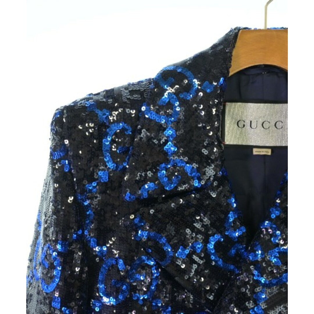 GUCCI - GUCCI グッチ チェスターコート 50(XL位) 黒x青(総柄 GUCCI - GUCCI グッチ チェスターコート 50(XL位) 黒x青(総柄